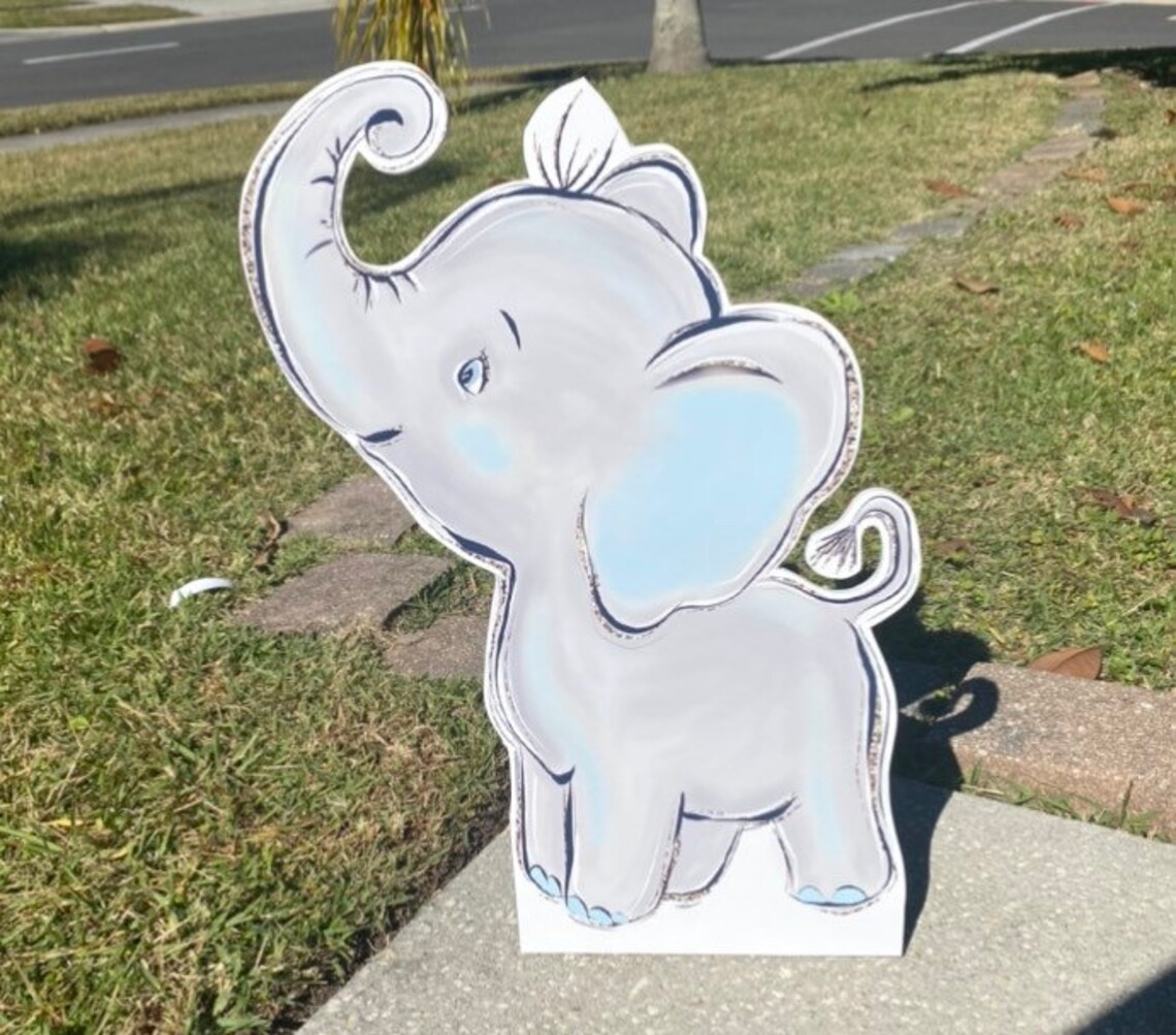 READY TO SHIP - Blue Elephant Standee Baby Shower Character Prop Kids ...