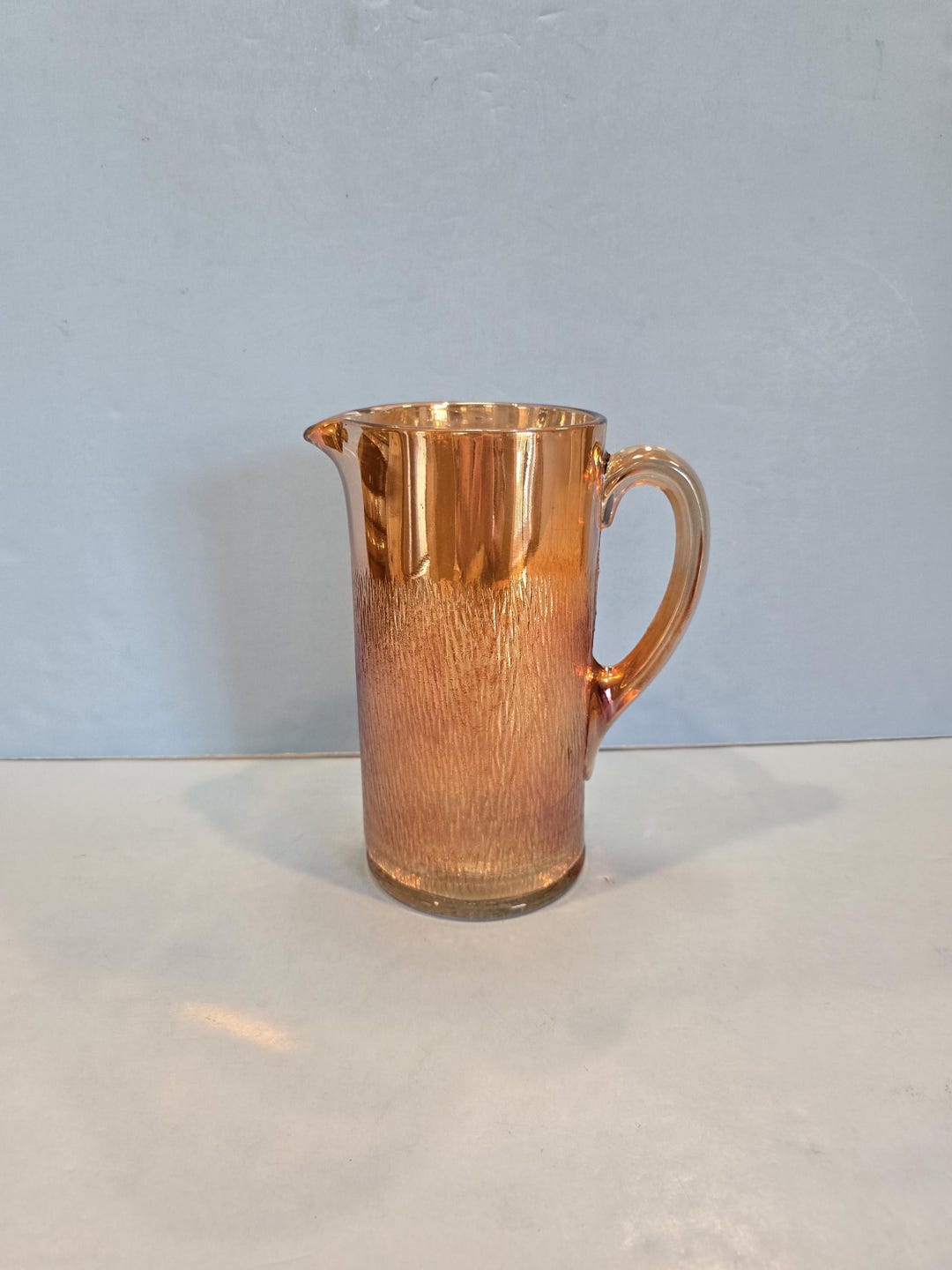 Vintage Jeanette Glass Tree Bark Pattern Pitcher Marigold Color - Etsy