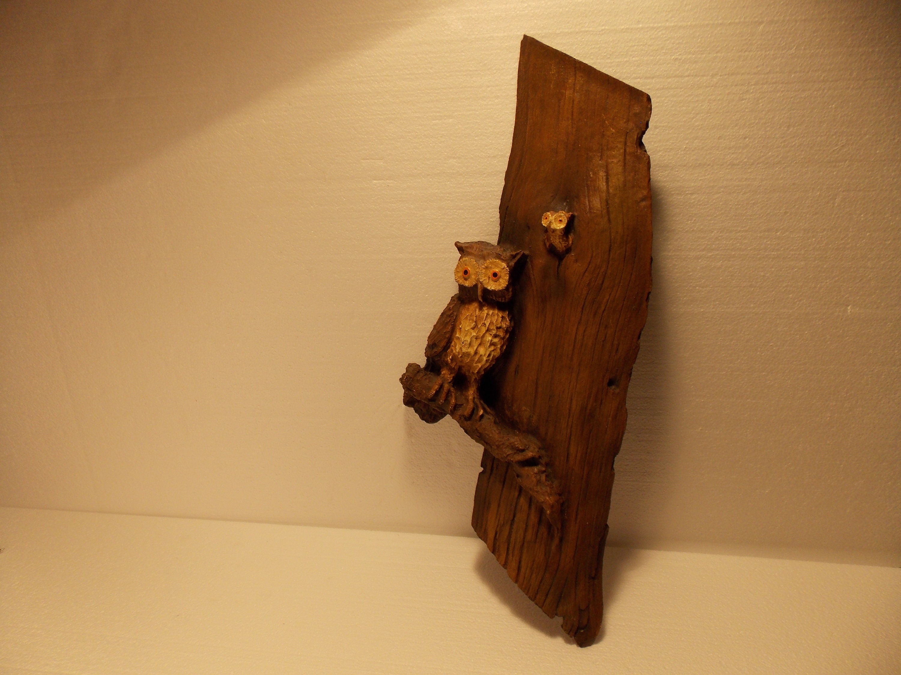 Owl in tree wall plaque retro decor | Etsy