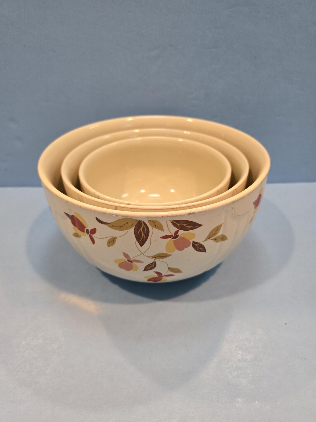 Vintage Hall Pottery Stacking Bowls 3 Piece Set Autumn Leaf Pattern - Etsy