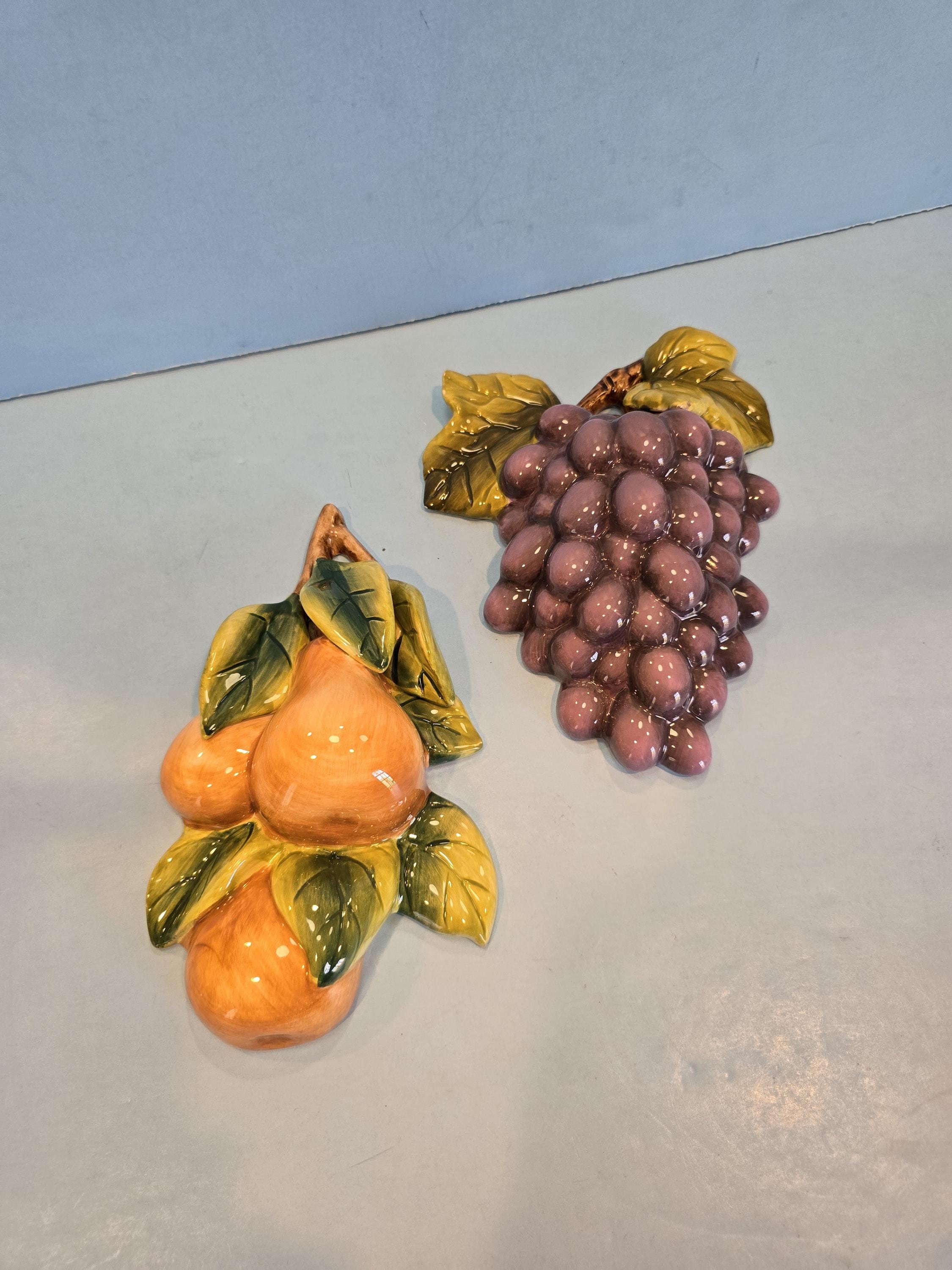 Vintage Ceramic Fruit Themed Wall Plaques Pair - Etsy
