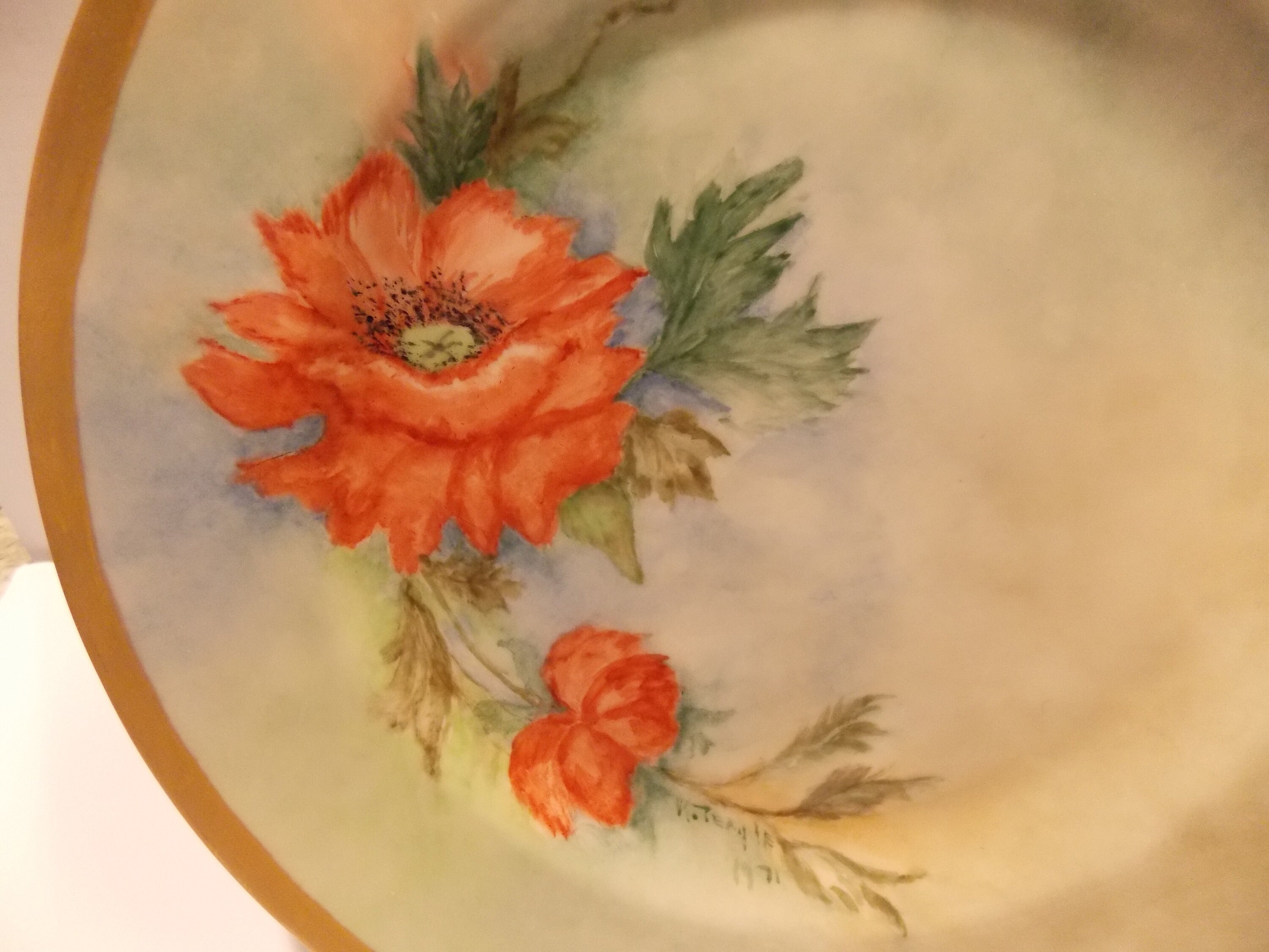 Hand Painted Plate Vintage Set of Two 1971 Poppy Flowers - Etsy