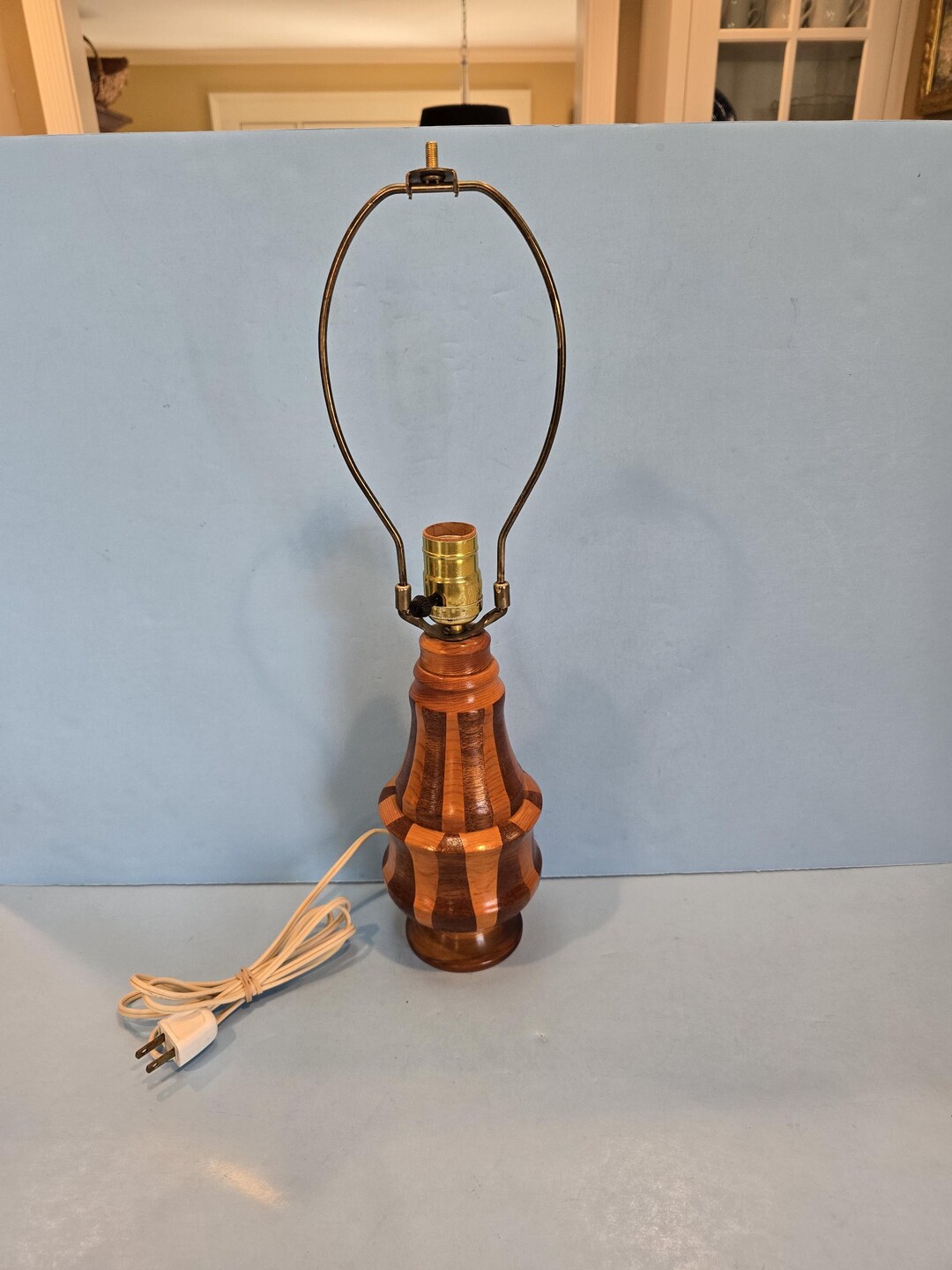 Vintage Parquetry Turned Wood Table Lamp - Etsy