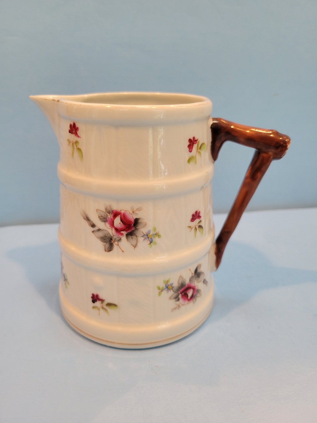 Vintage Pitcher With Rose Decorations - Etsy