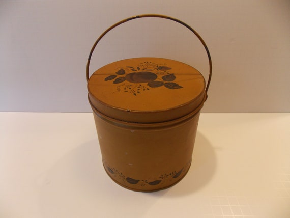 Toleware Painted Container Mustard Colored Pail | Etsy