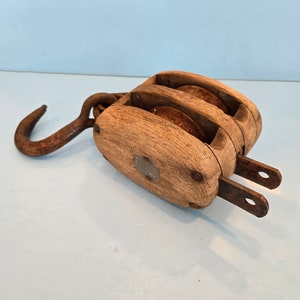 Antique Block and Tackle Pulley Wood and Metal - Etsy