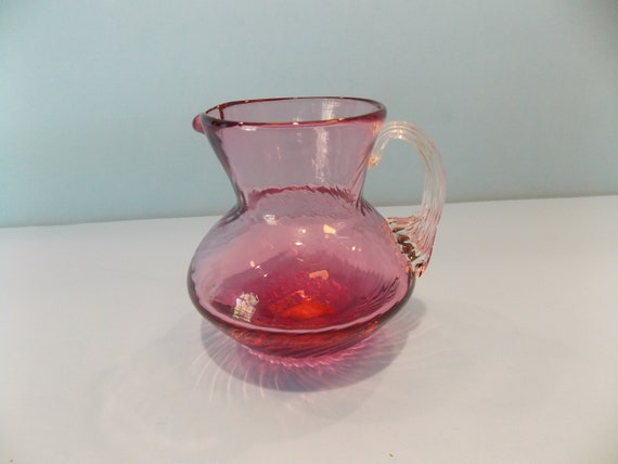Cranberry Glass Pitcher by Pilgrim Glass - Etsy