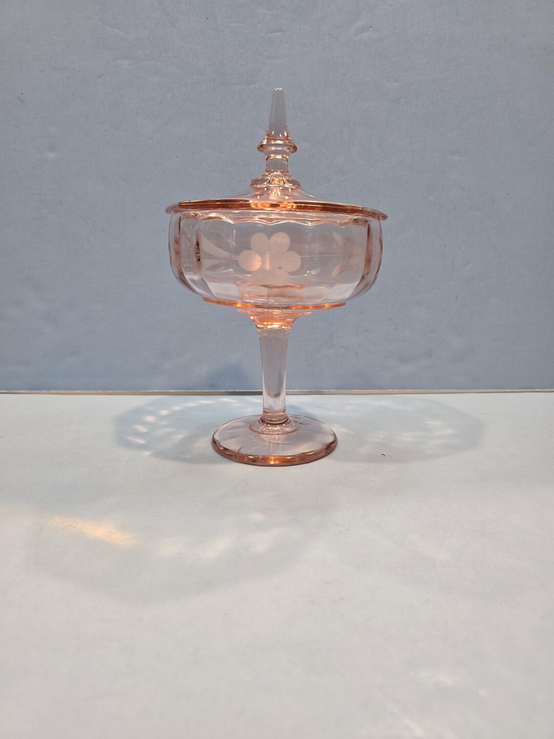 Vintage Pink Depression Glass Compote Covered Candy - Etsy