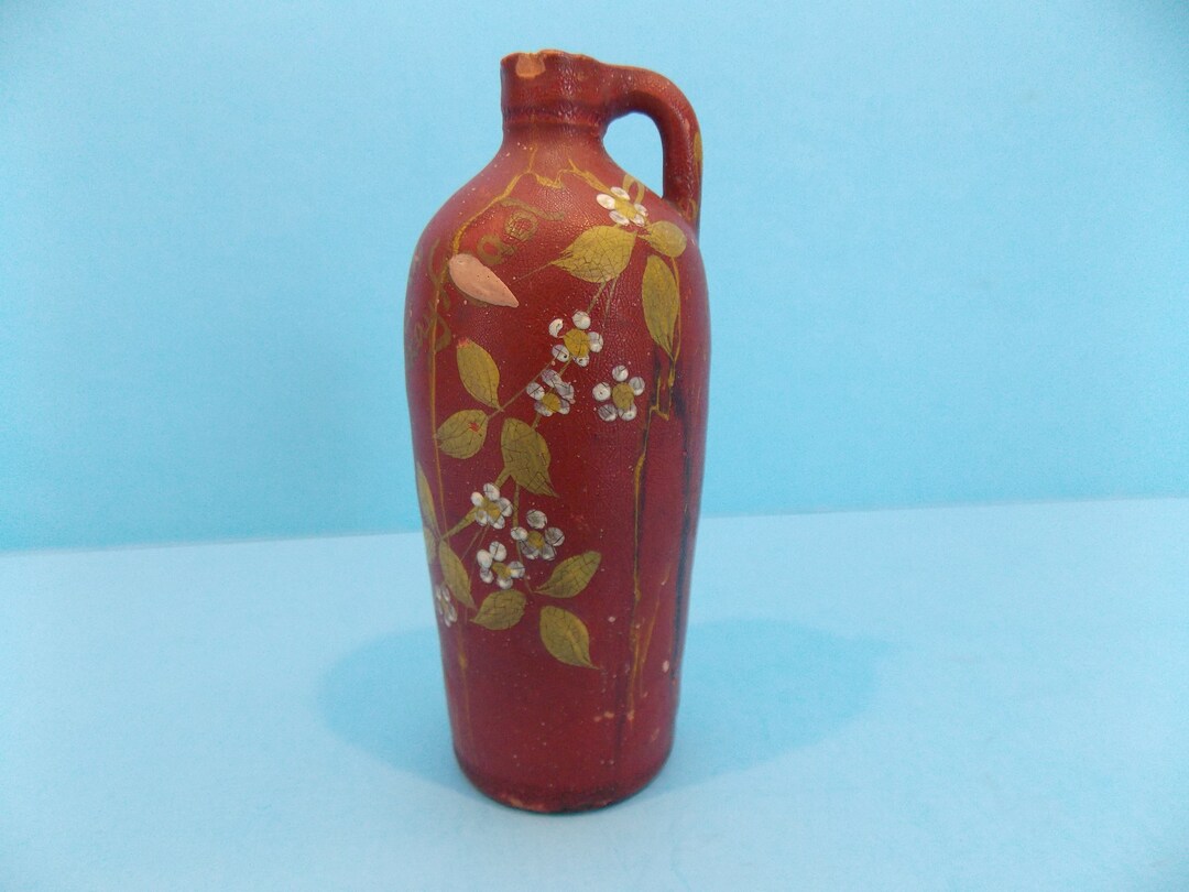 Antique Redware Miniature Jug, Hand Painted Floral Decoration - Etsy