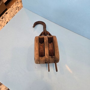Antique Block and Tackle Pulley Wood and Metal - Etsy