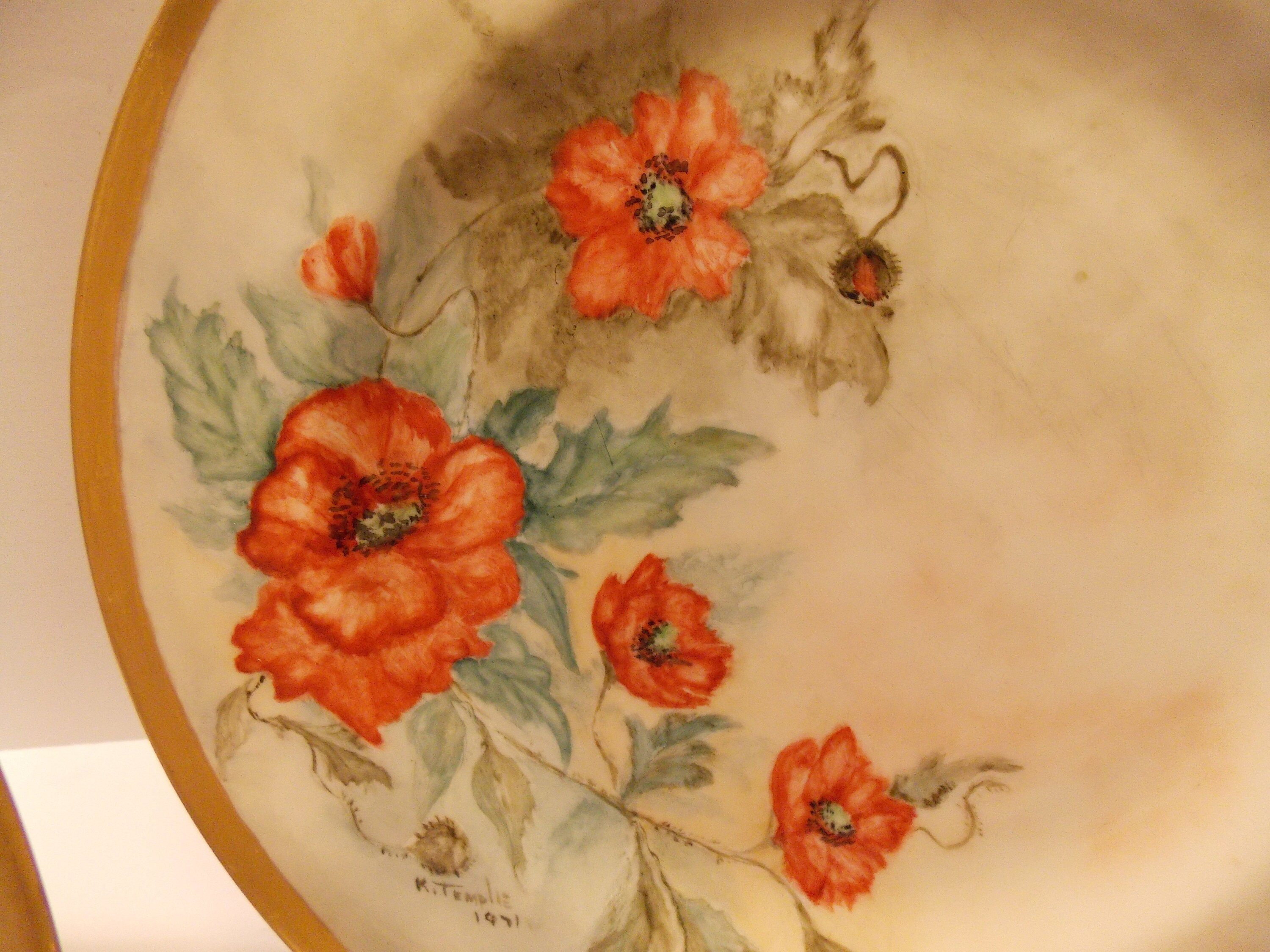 Hand Painted Plate Vintage Set of Two 1971 Poppy Flowers | Etsy