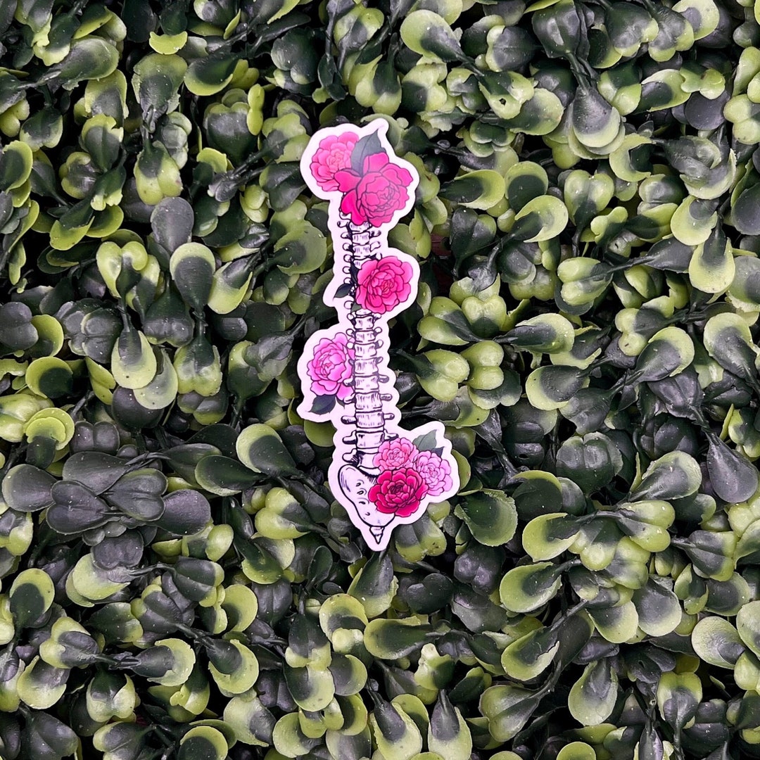 Floral Spine- Peonies on a Spinal Column- Waterproof Sticker - Etsy