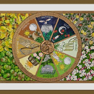 Wheel of the Year - Art Print, A4, Pagan Festivals. Imbolc, Ostara ...