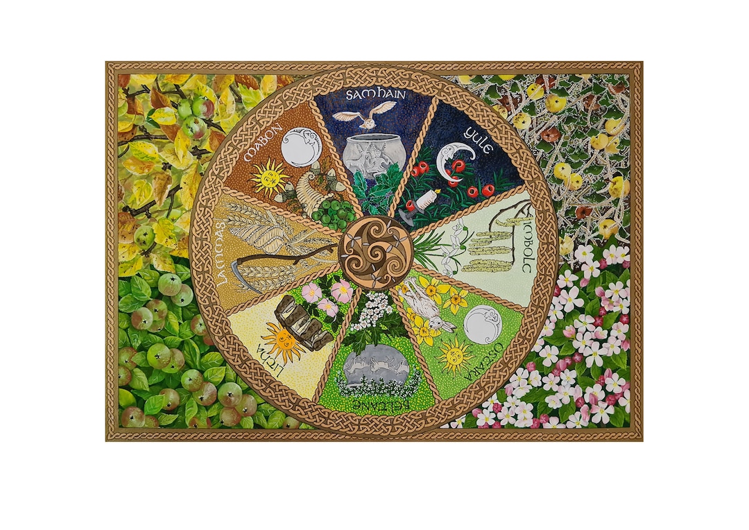 Wheel of the Year - Art Print, A4, Pagan Festivals. Imbolc, Ostara ...