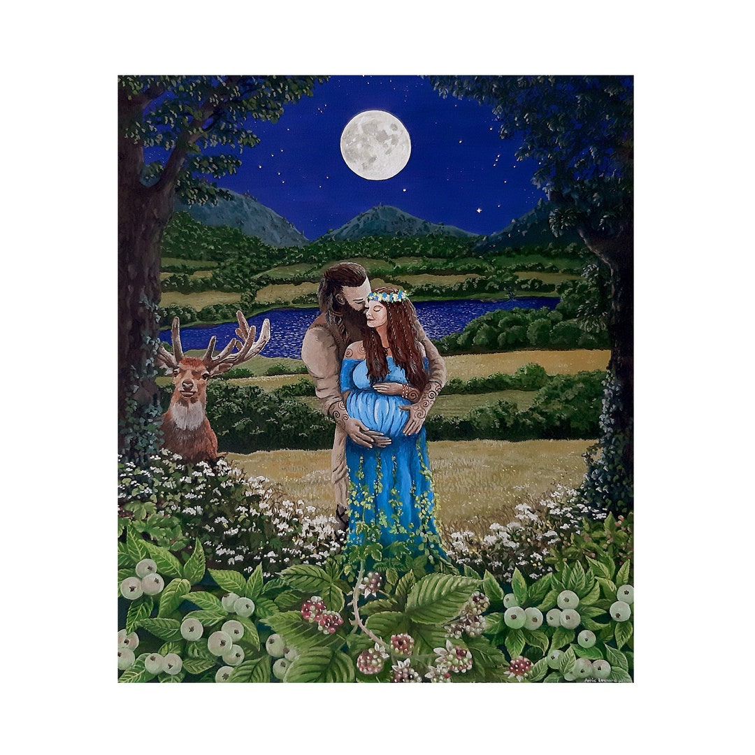 ORIGINAL PAINTING 'summer Hay Moon' Pagan, Fantasy Art, Priestess ...