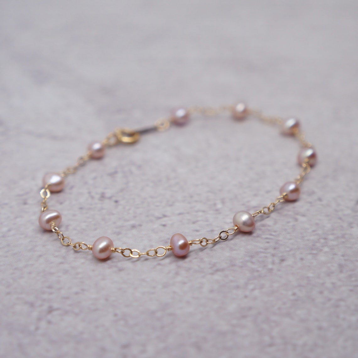 Tiny Lavender Pearls 14k Gold Filled Wire Wrapped Bracelet | Etsy
