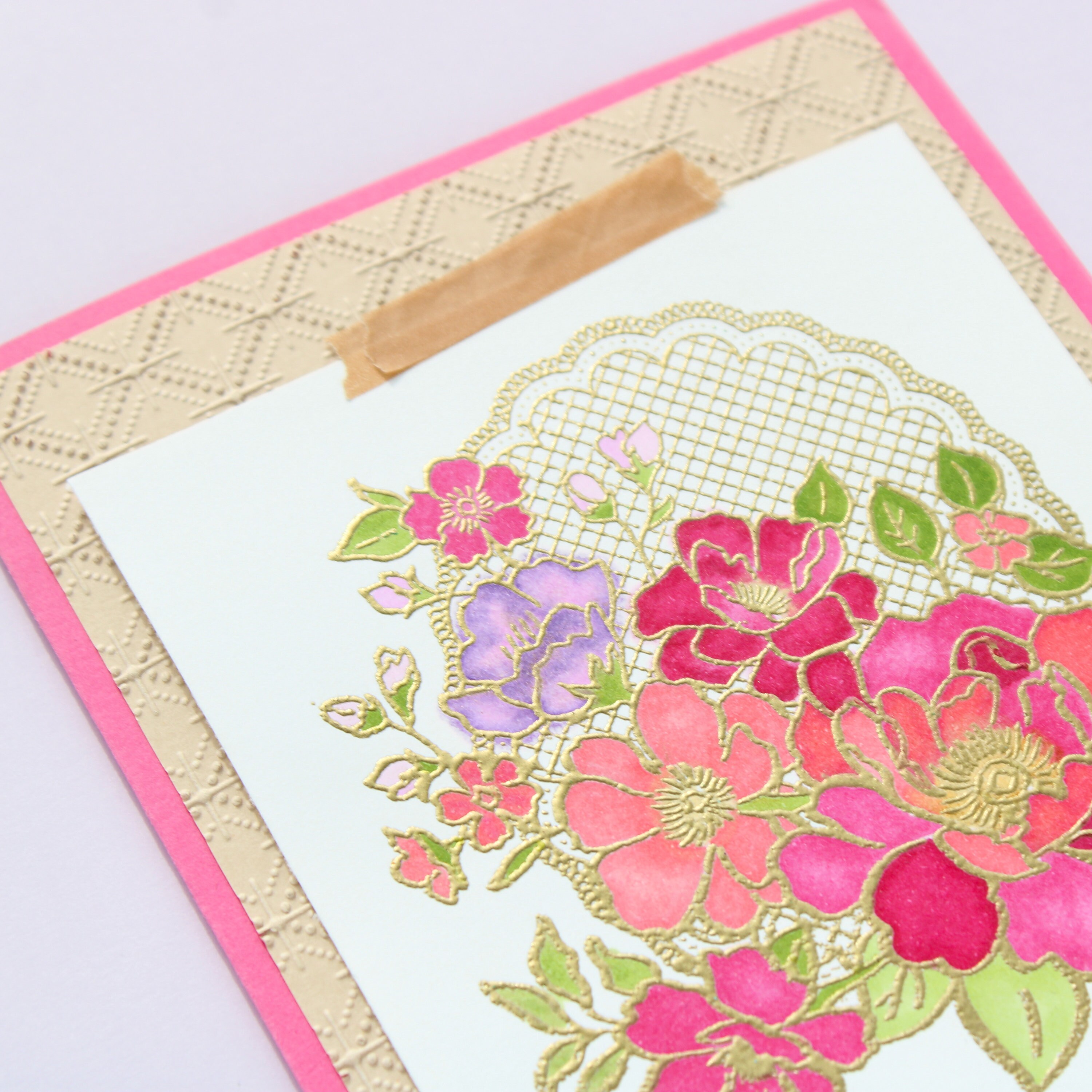 Blank Floral Card, Pink Greeting Card, Flower Bouquet Card, Handmade ...