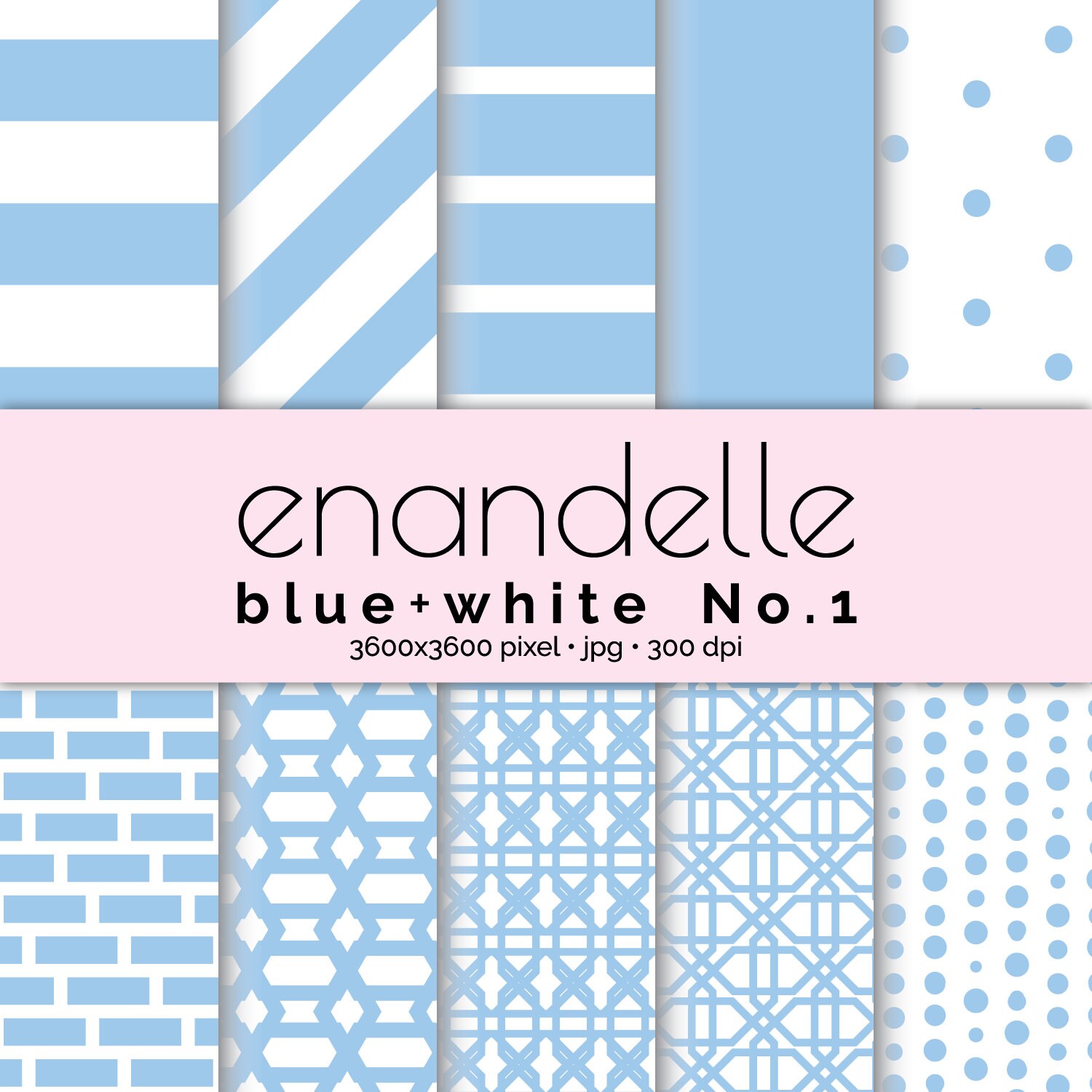 Blue and White Pattern Digital Paper, Printable, Instant Download ...