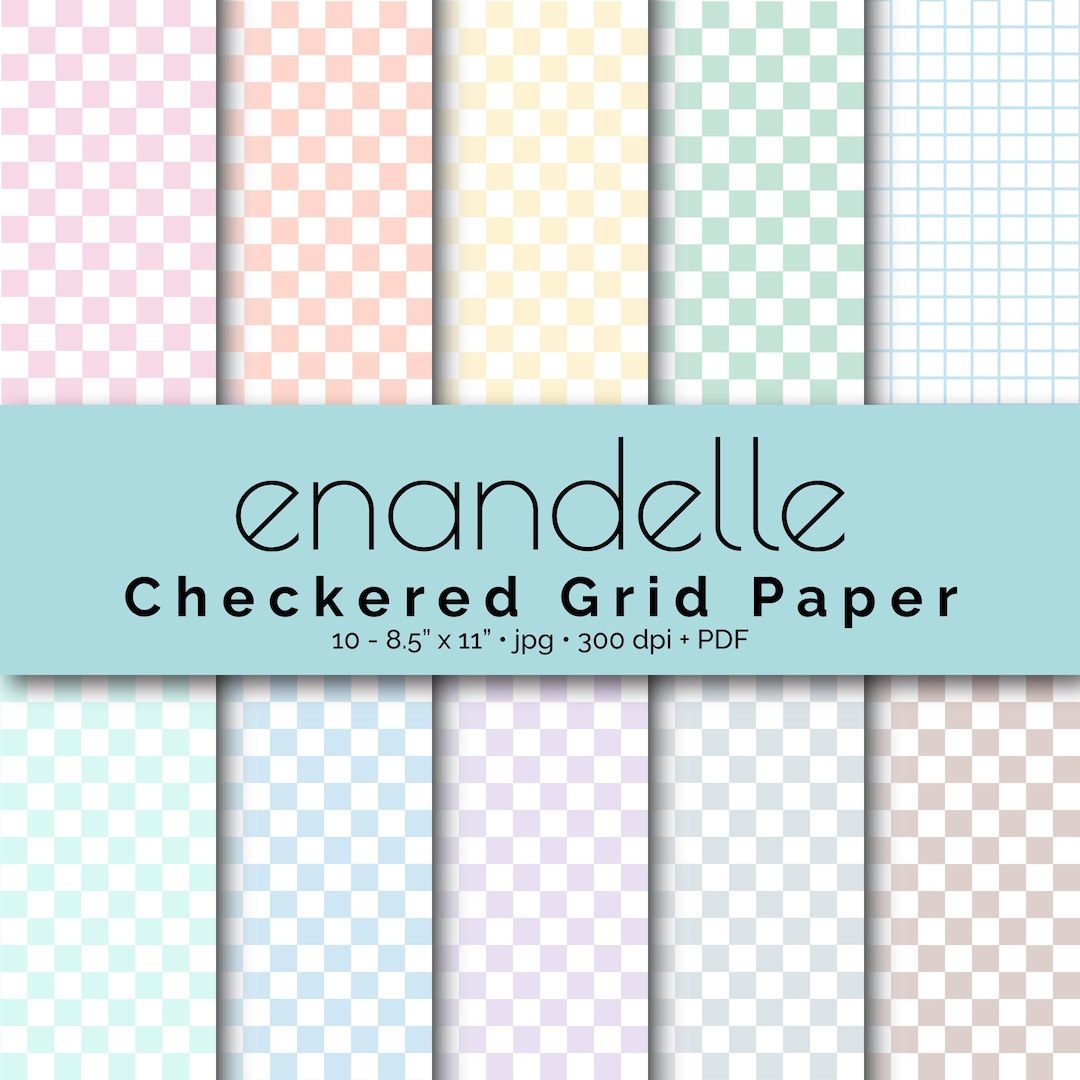 Printable Checker Square Grid Graph 8.5x11 Letter Sized Digital Paper ...