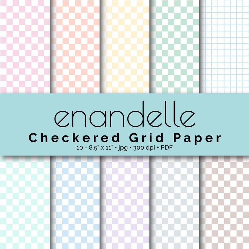 Printable Checker Square Grid Graph 8.5x11 Letter Sized Digital Paper ...
