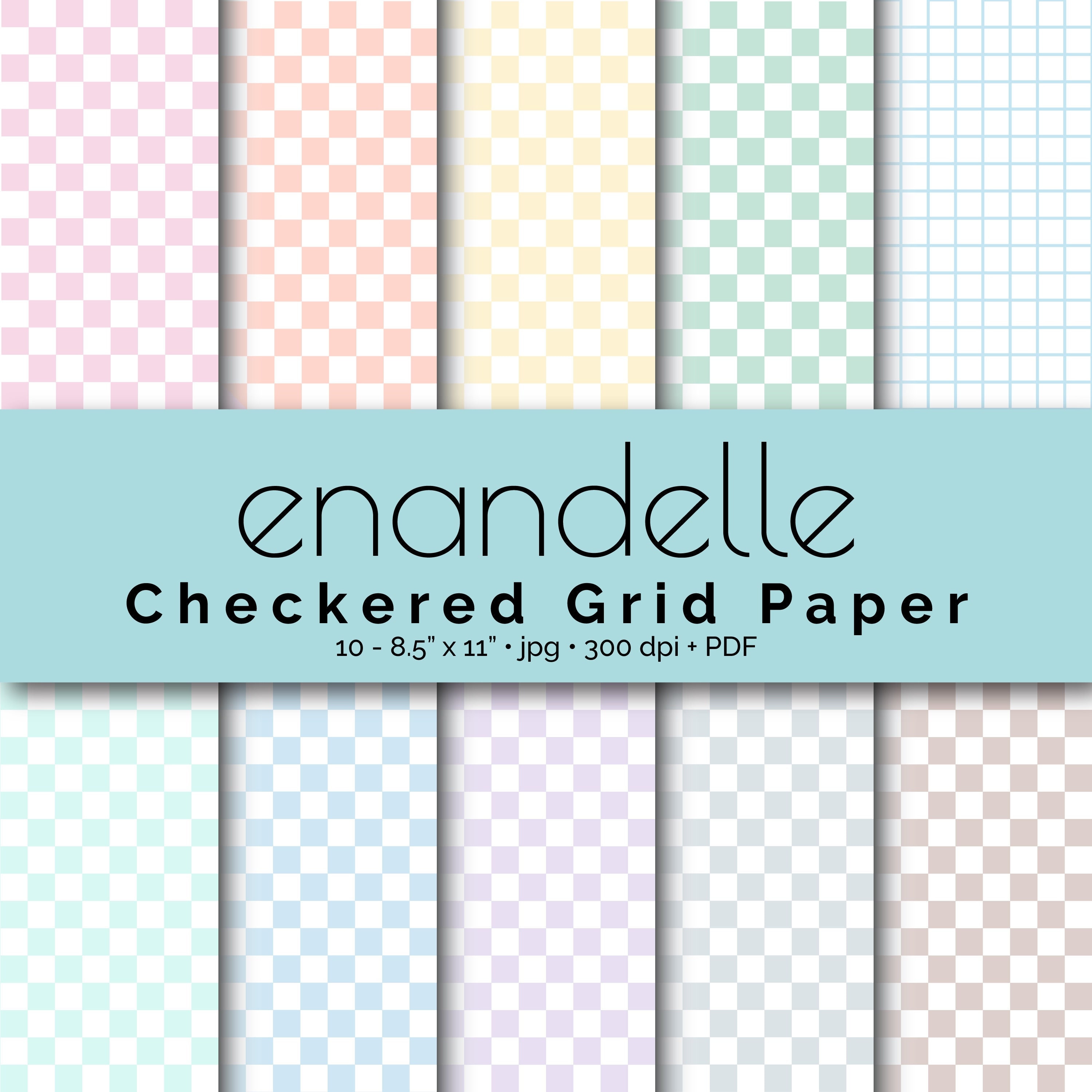 Printable Checker Square Grid Graph 8.5x11 Letter Sized Digital Paper ...