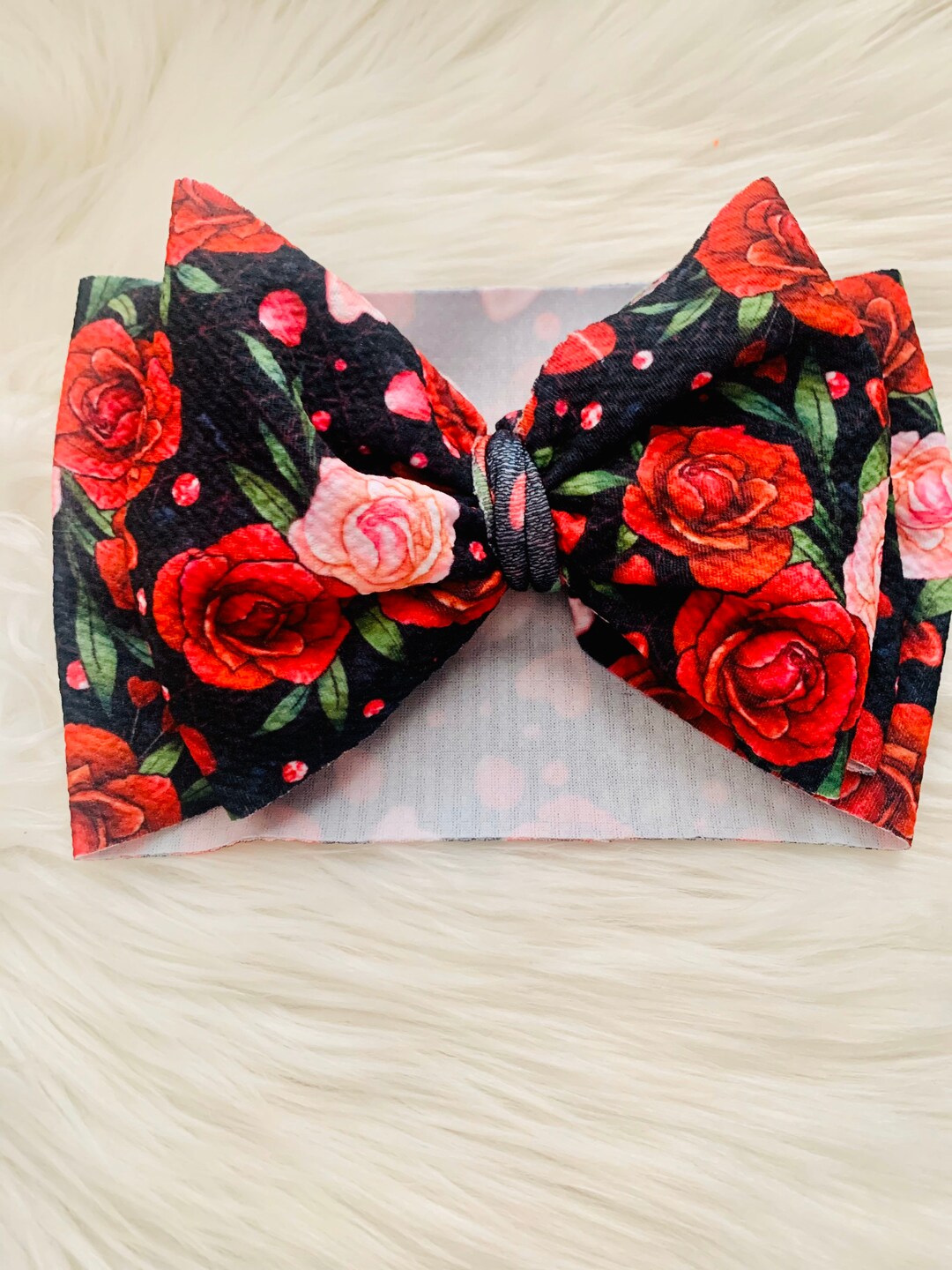 Red Rose Bow, Spring Bow, Baby Girl Bow, Headwrap, Clip Bow, Nylon Bow ...