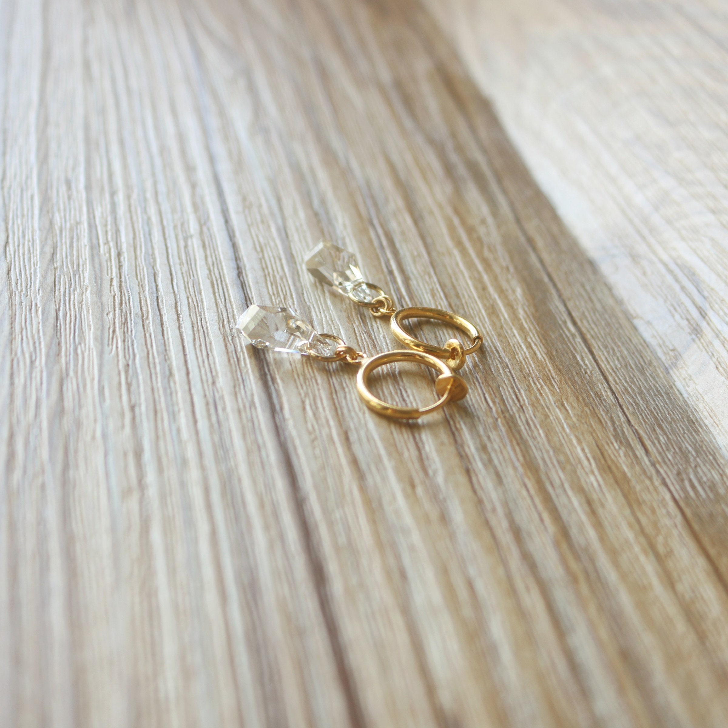 Swarovski Crystal Gold Hoop Clip on Earrings, Non Pierced Earrings ...
