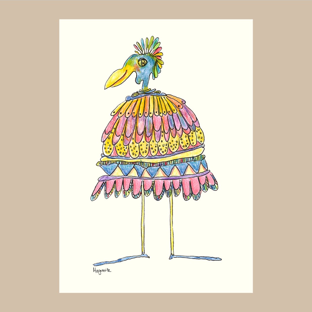 A4 Happy Birds Printcalled benji is Original Hand - Etsy