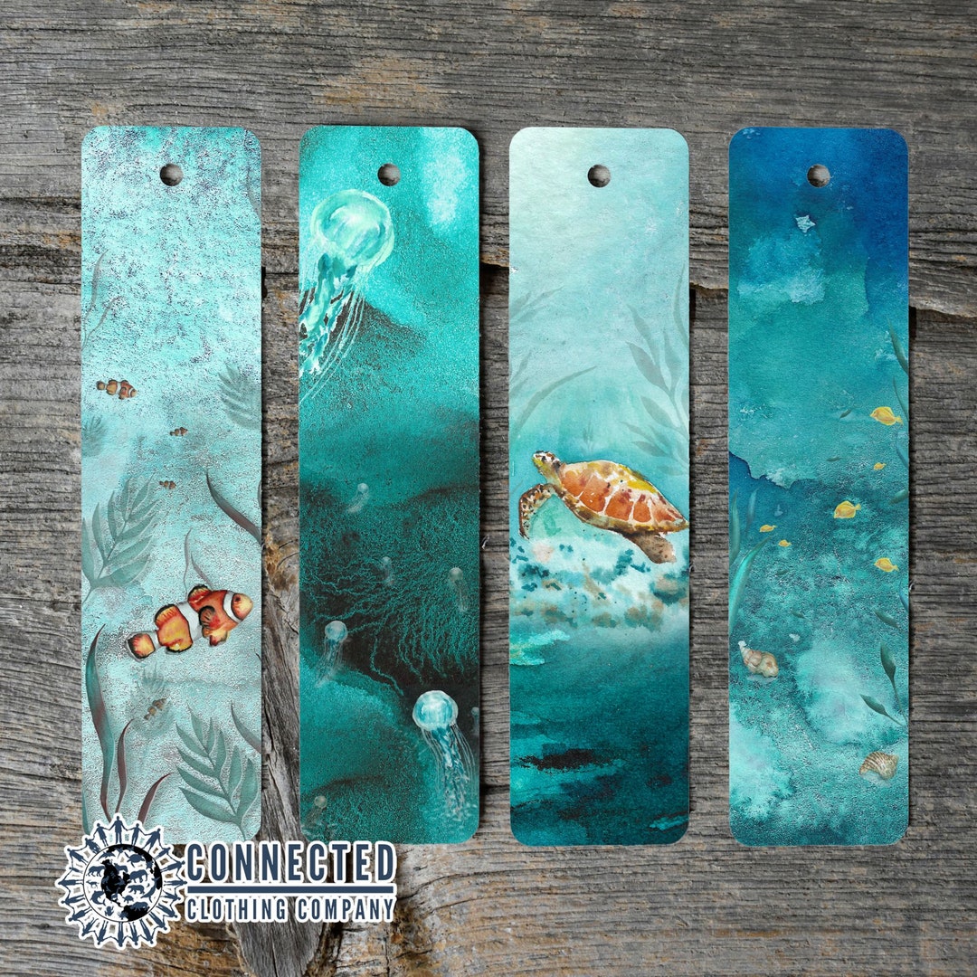 Ocean Watercolor Bookmark Set Ocean Inspired Save the Sea Turtle Ocean ...