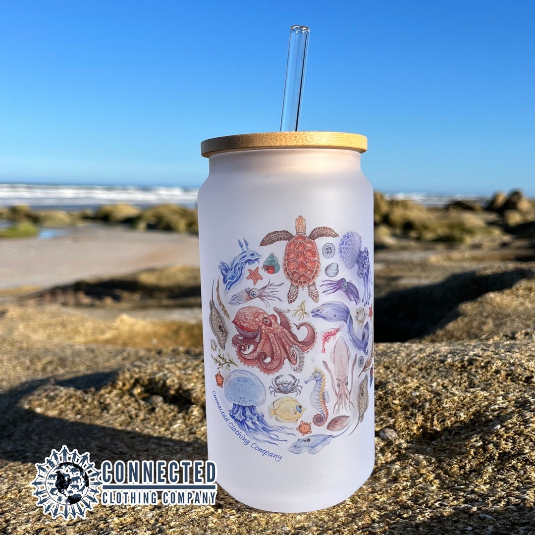 Ocean Sea Creatures Glass Can Conservation Turtle Gift Save the Oceans ...