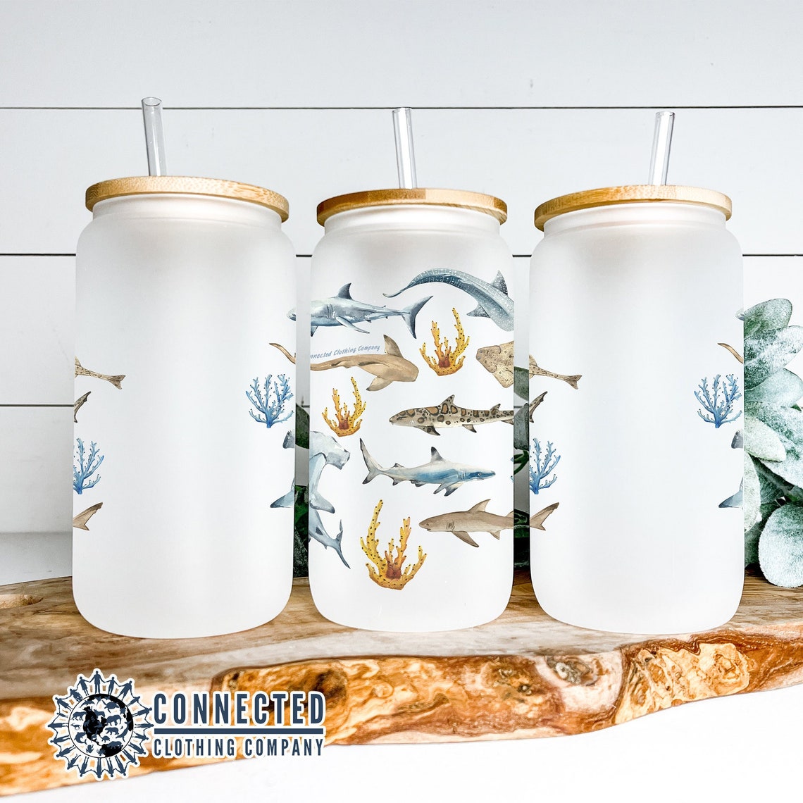 Shark Watercolor Glass Can Shark Conservation Gift Save - Etsy