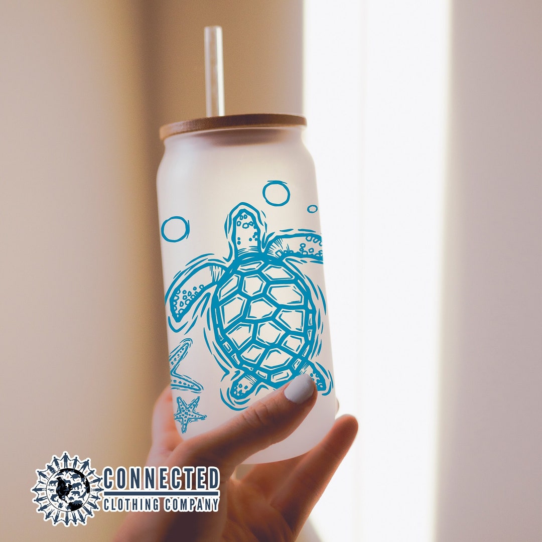 Sea Turtle Underwater Glass Can Conservation Turtle Gift Save the ...