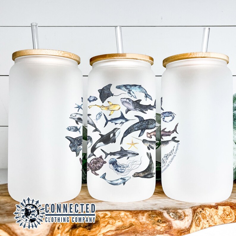 Blue Ocean Sea Creatures Glass Can Marine Biology Gift - Etsy