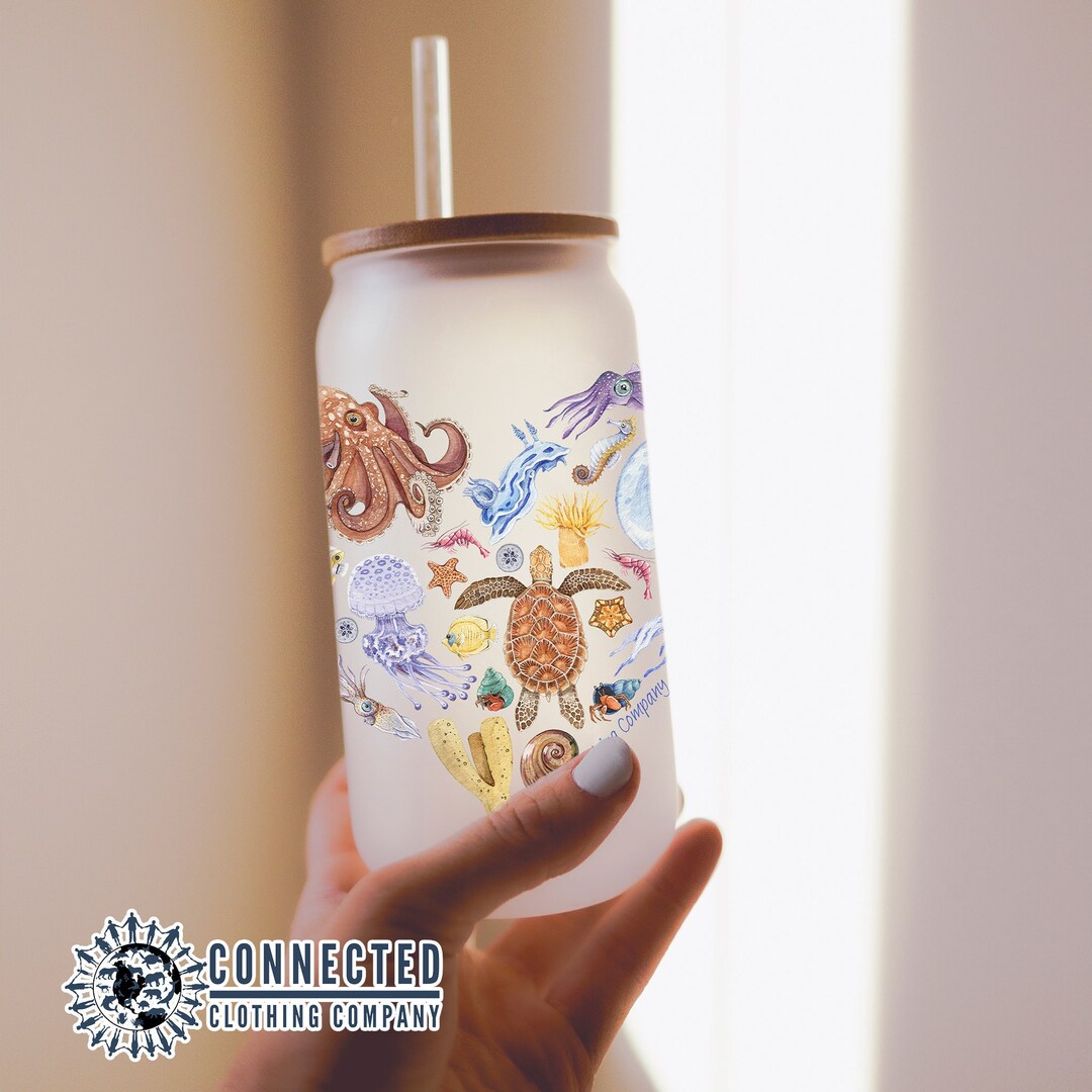 Ocean Sea Creatures Glass Can Conservation Turtle Gift Save the Oceans ...