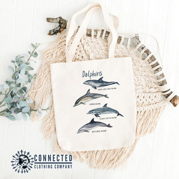 Dolphins Watercolor Tote Bag Ocean Conservation Bag Save - Etsy