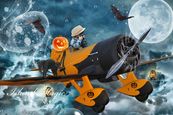 Halloween Airplane Digital Background Digital Backdrop | Etsy