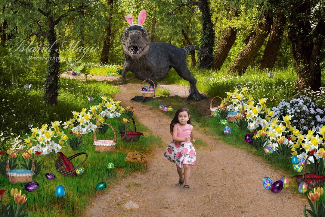 Dinosaur T-rex Easter Digital Background - Etsy