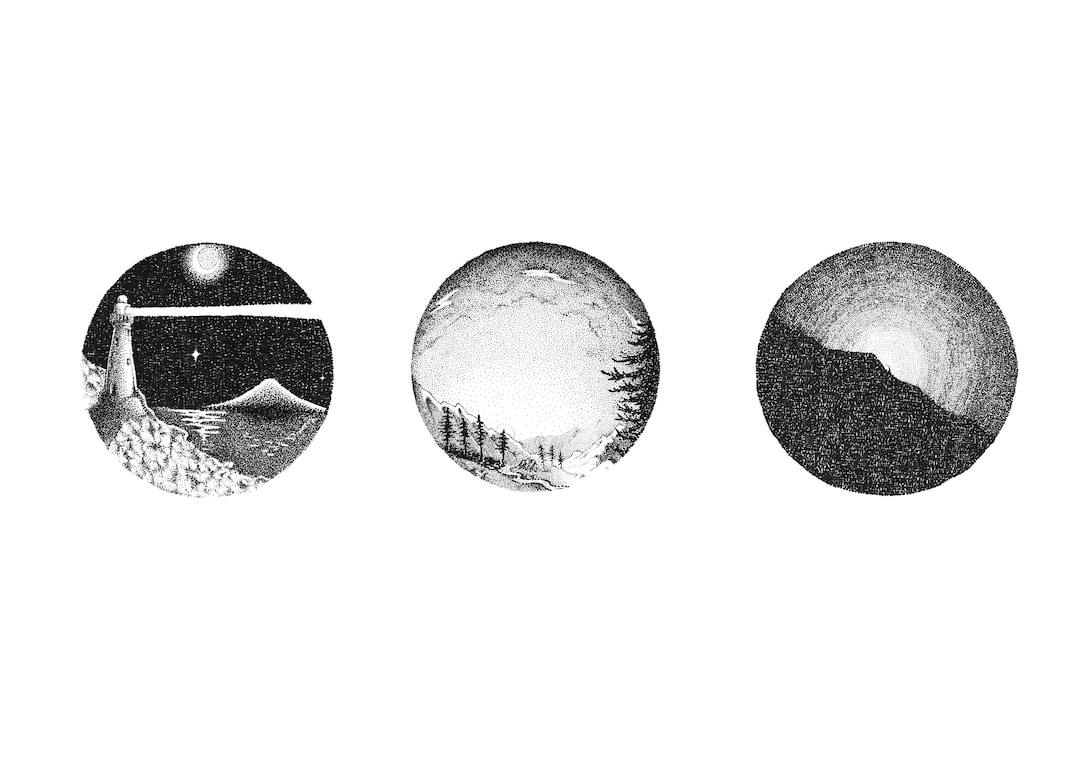 Trittico, Le Tre Lune. Alba Lunare, Aurora, Faro Disegno a China ...