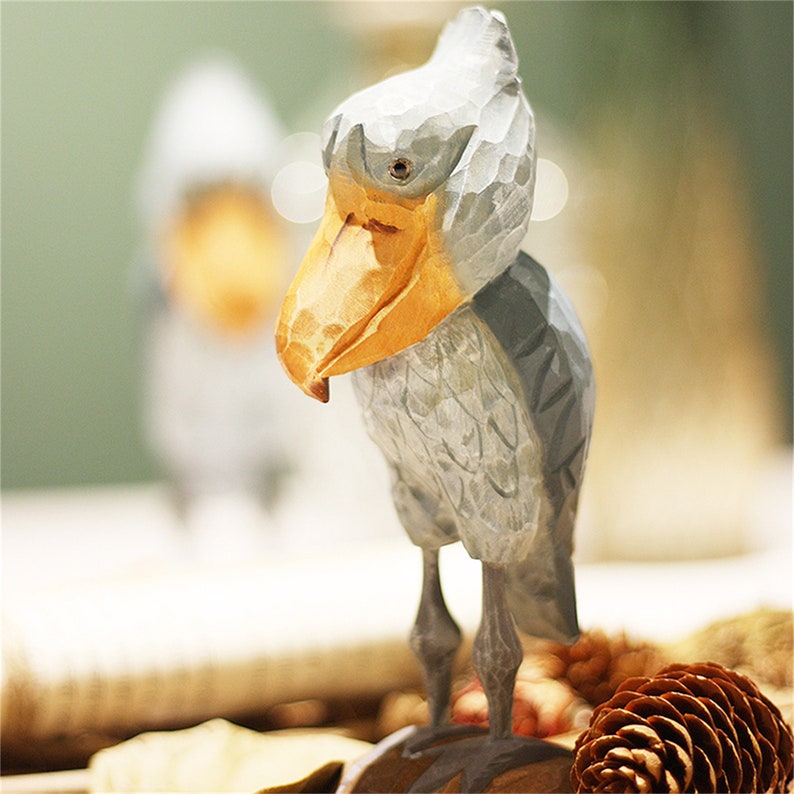 Shoebill Bird Decorative Statue Handmade Solid Wood Animal - Etsy