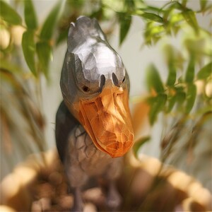 Shoebill Bird Decorative Statue Handmade Solid Wood Animal Home Decor ...