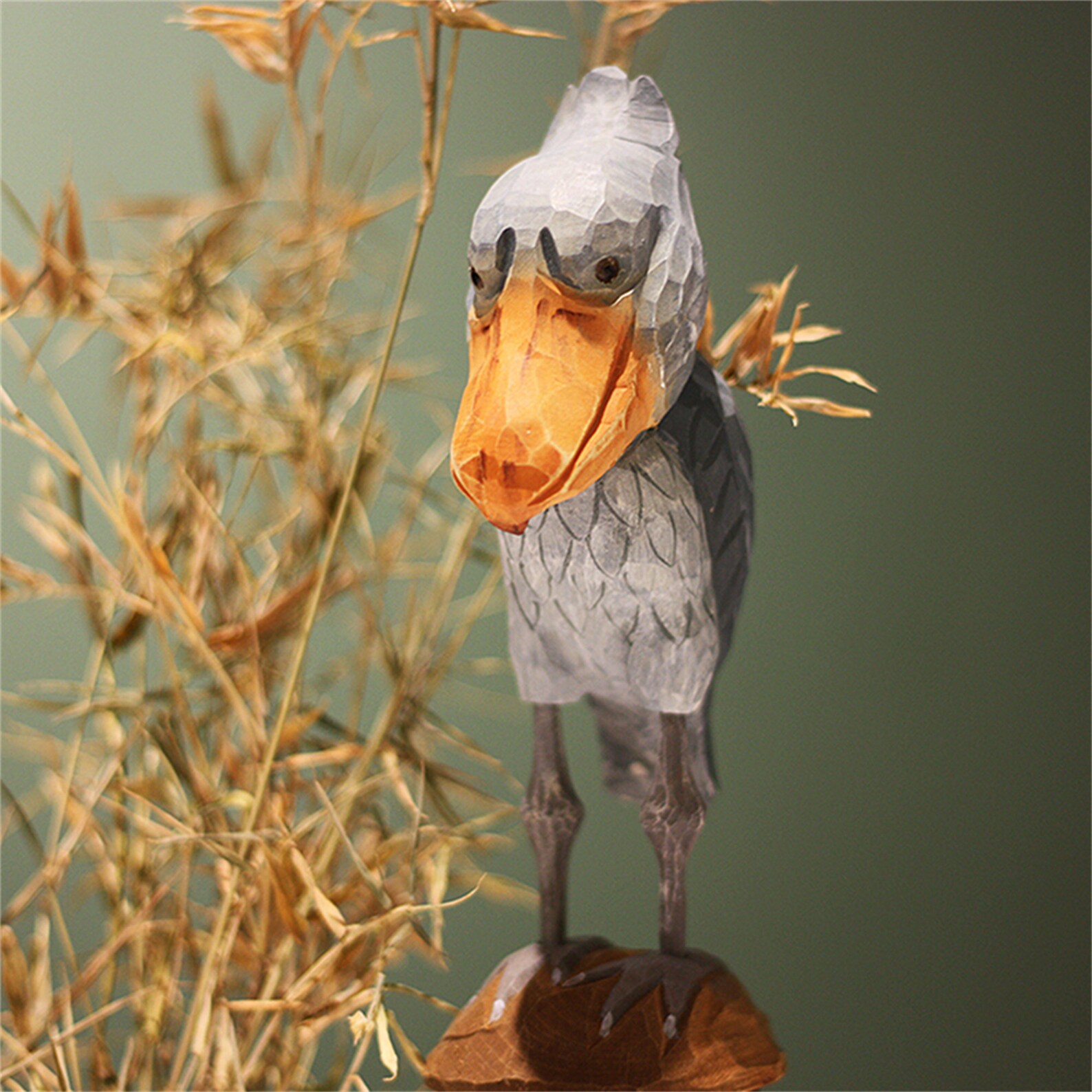 Shoebill Bird Decorative Statue Handmade Solid Wood Animal - Etsy