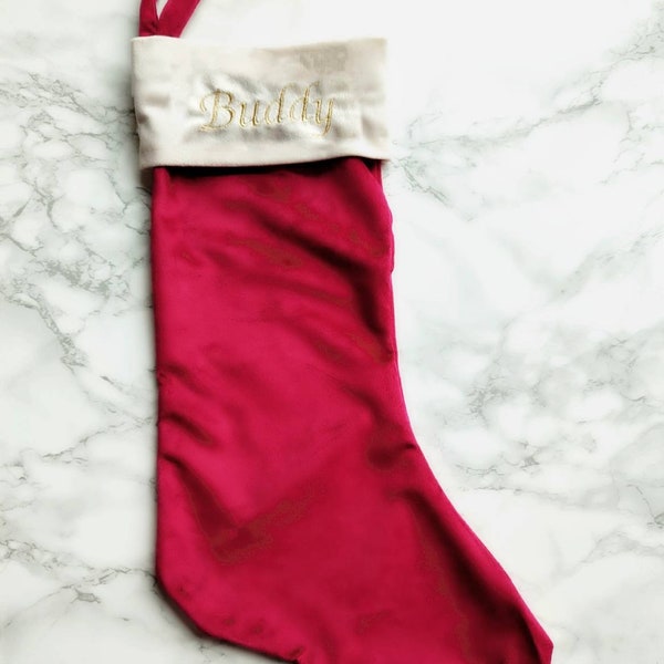Embroidered Velvet Stocking - Etsy