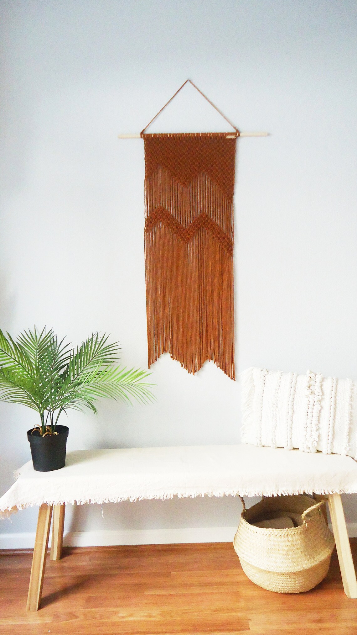 Contemporary Long Macrame wall hanging woven mountain Modern | Etsy