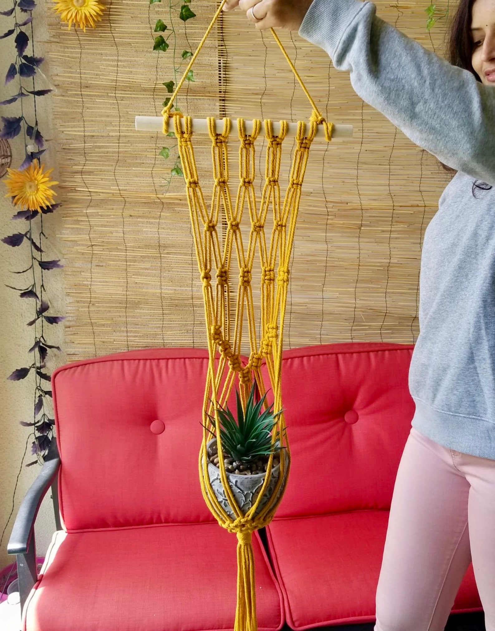 Macrame Plant Hanger Macrame Knotted rope hanging planter | Etsy
