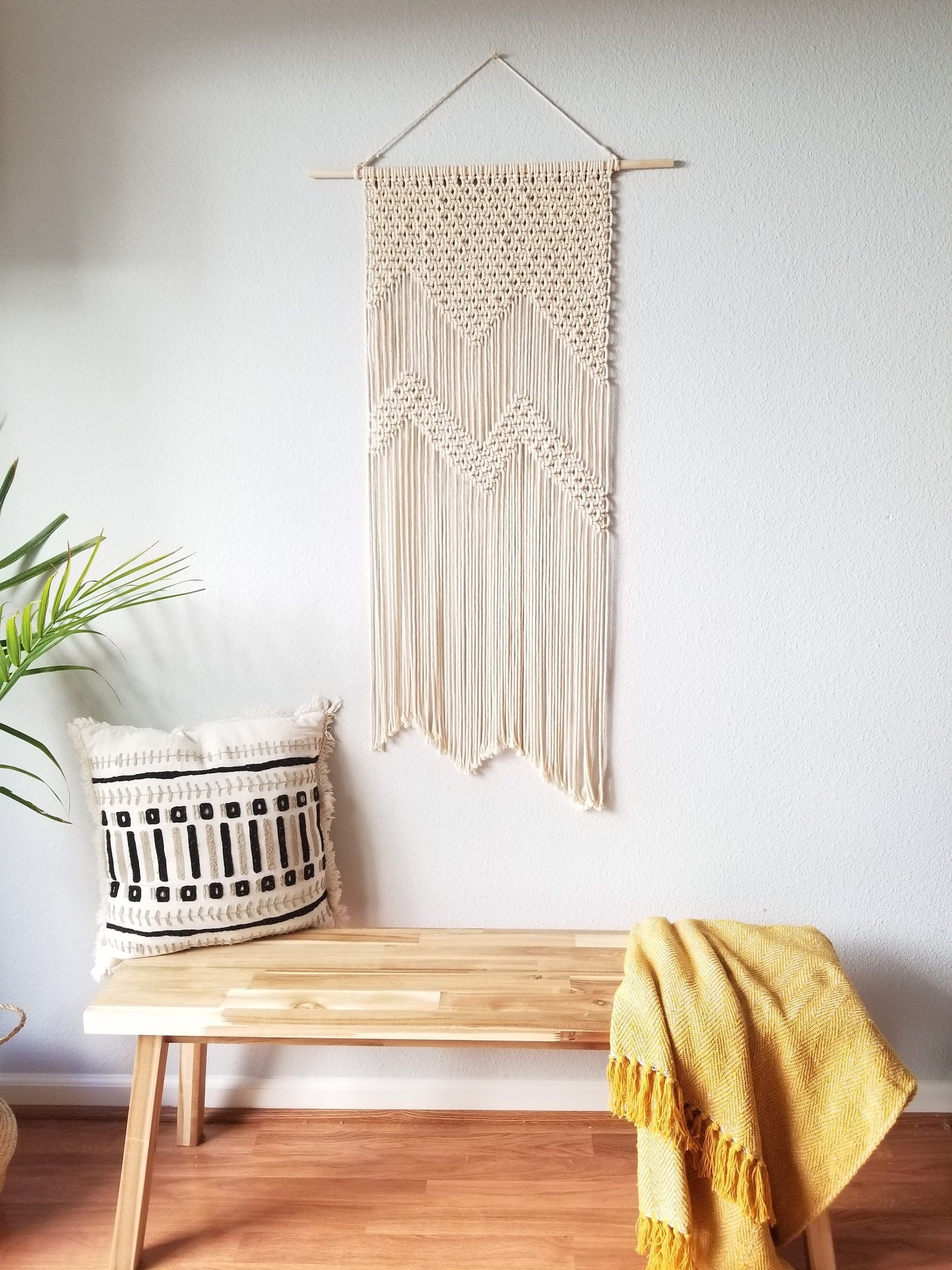 Long Macrame Wall Hanging Abstract Woven Tapestry Chevron | Etsy