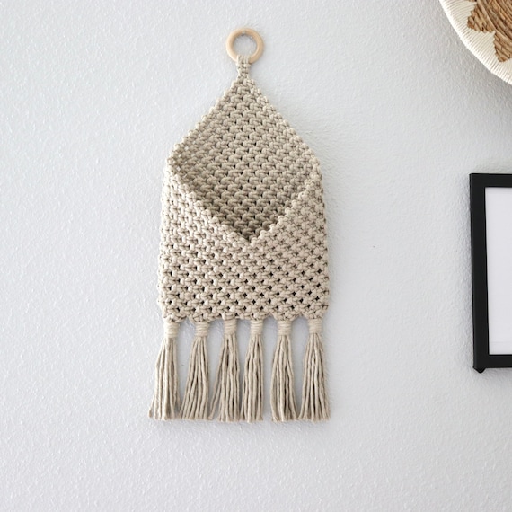 Macrame Wall Hanging Pouch Minimalistic Magazine and Mail - Etsy