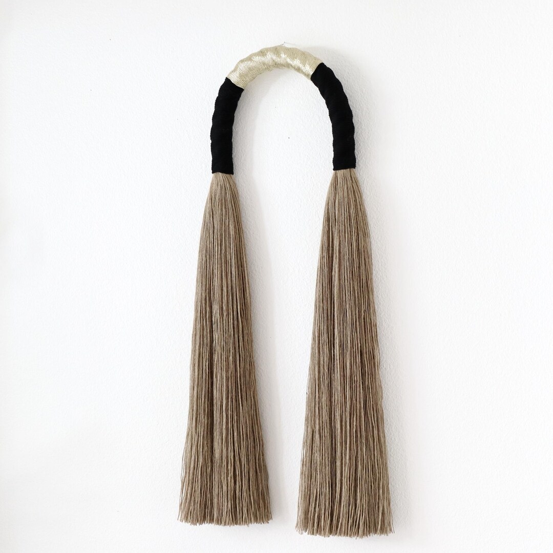 Rope Arch Sculpture in Black and Gold, Rustic Wall Hanging for Modern ...