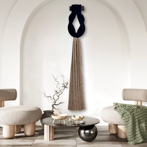 Xlarge Knotted Jute Rope Wall Sculpture With Tall Fringe, Huge Fiber ...