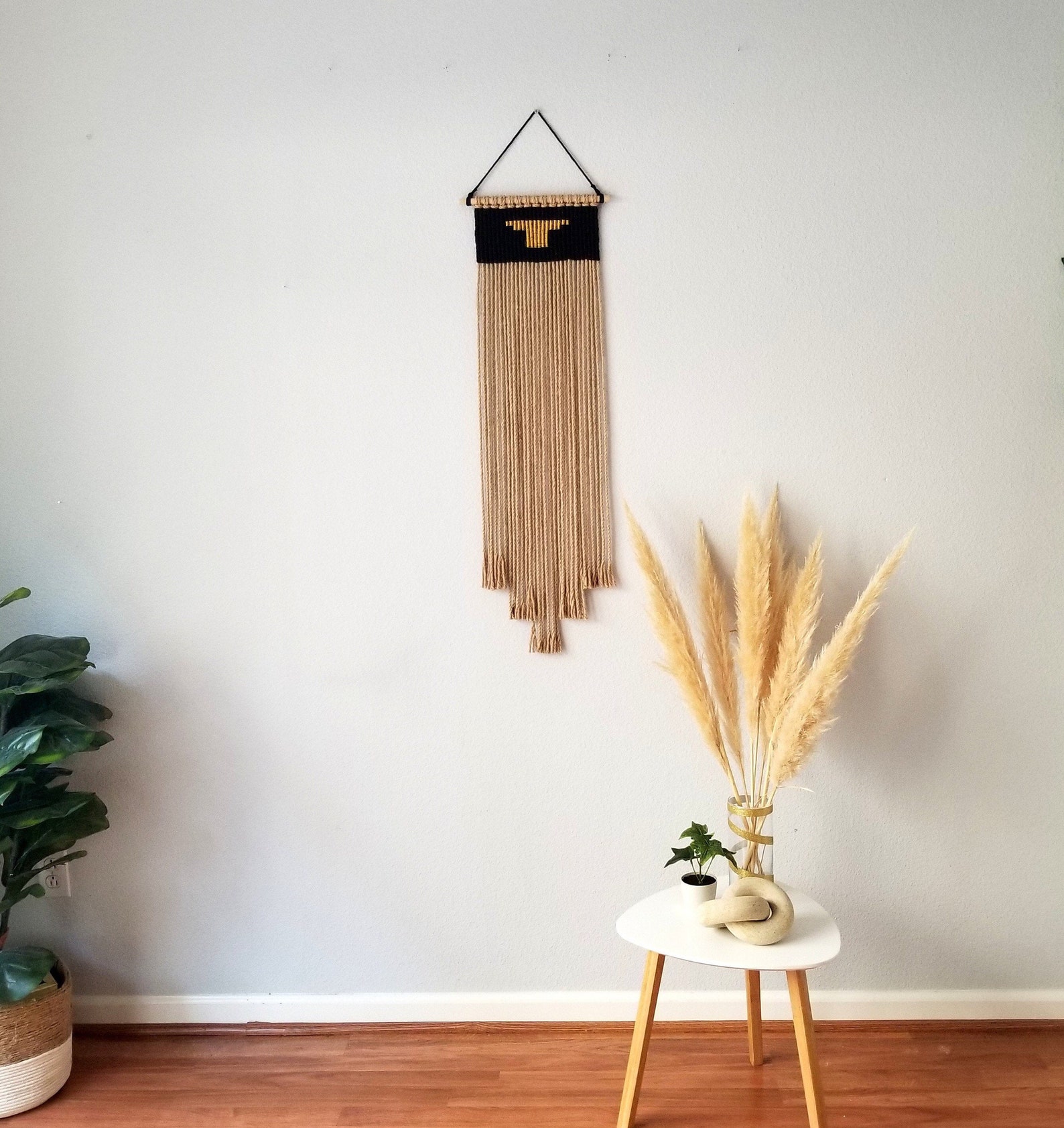 Long Macrame boho Jute wall hanging Rustic Woven tapestry | Etsy