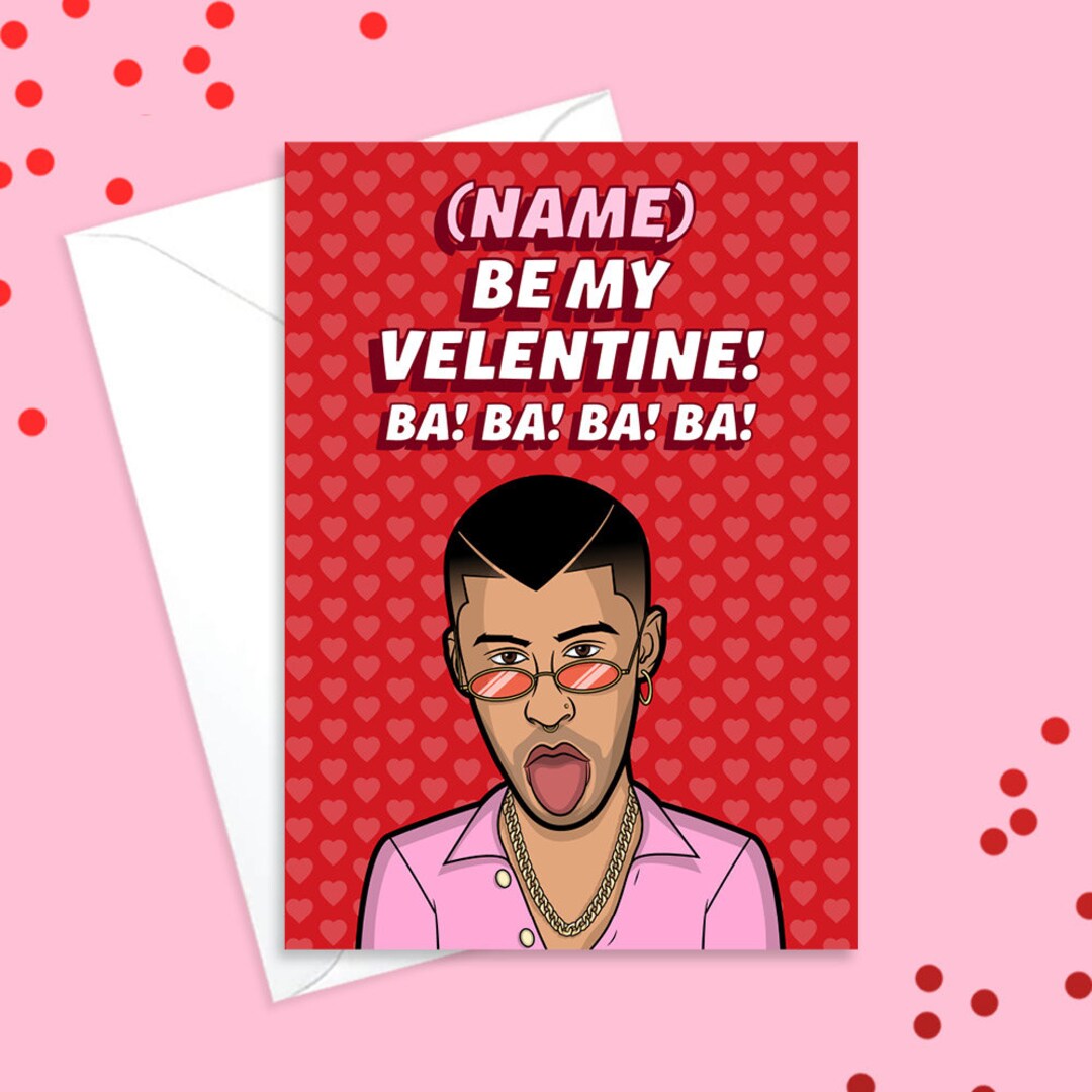 Bad Bunny Valentines Day Card Personalised Reggaeton - Etsy